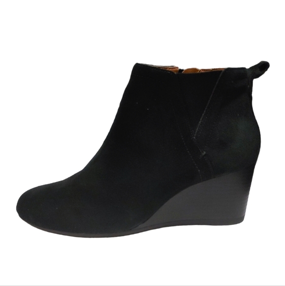 Vionic | Shoes | Vionic Paloma Black Suede Leather Wedge Heel Ankle ...